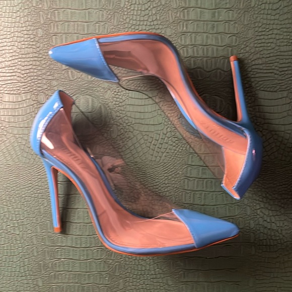 SCHUTZ | Shoes | Schutz Cendi Clear Vinyl Pvc Pump With Turquoise Blue ...
